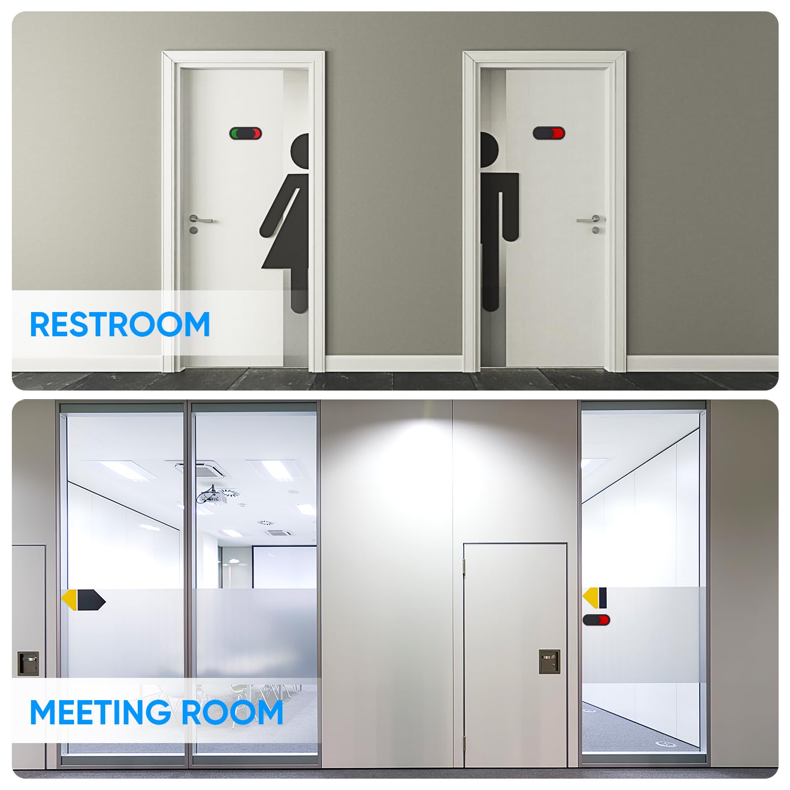 VILLCASE Slide Door Privacy Sign, Vacant Occupied Blank Not Disturb Available Indicator, Open Closed Slide Door Signs for Home Office Restroom Conference Bathroom