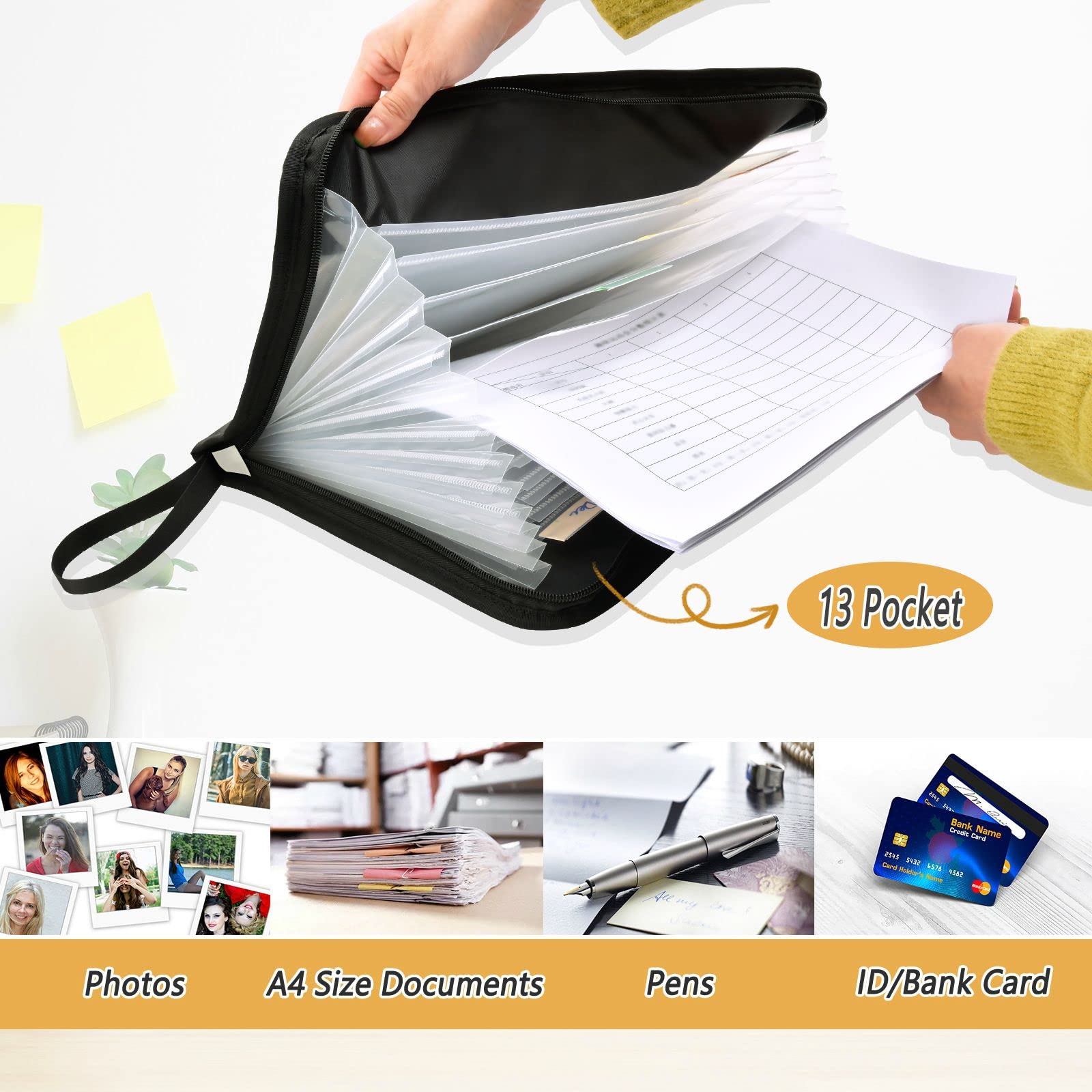Kcldeci Expanding File Folder 13 Pocket American Wild Western Desert Cowboy Accordion File Folder Document Organizer Expanding Zip File Folder with Zipper Closure Letter A4 Paper Document Accordion Fo