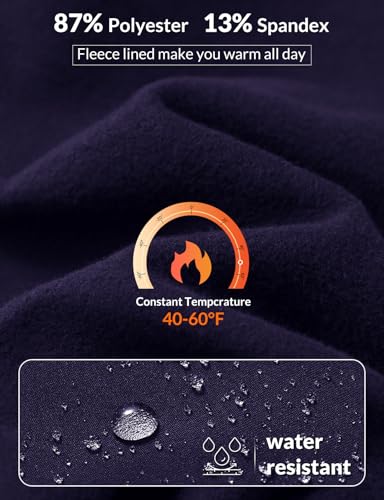 BALEAF Fleece Lined Joggers Women Waterproof Thermal Hiking Pants Sweatpants Track Pants Winter Clothes Running Gear Navy L