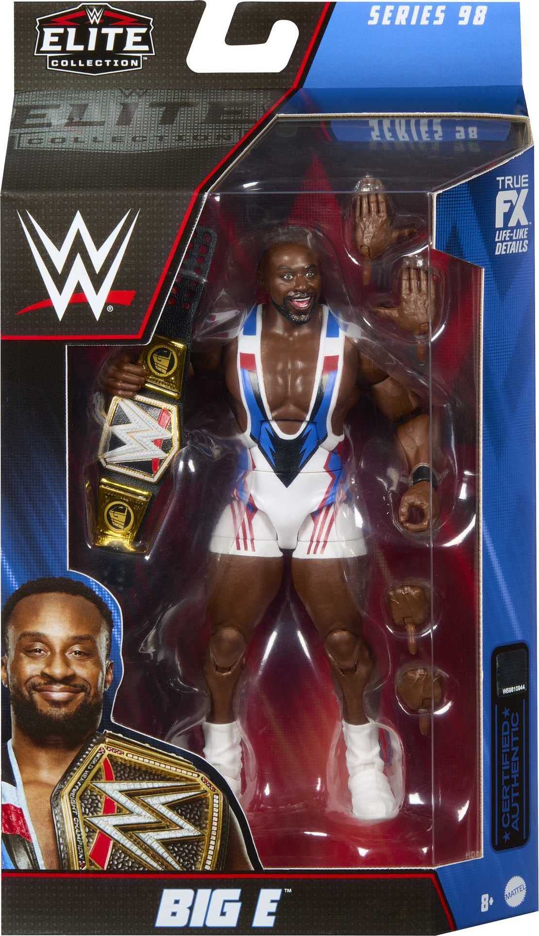 Mattel WWE Elite Collection Action Figure & Accessories, Series #98 Big E 6-inch Collectible with 25 Articulation Points & Swappable Hands