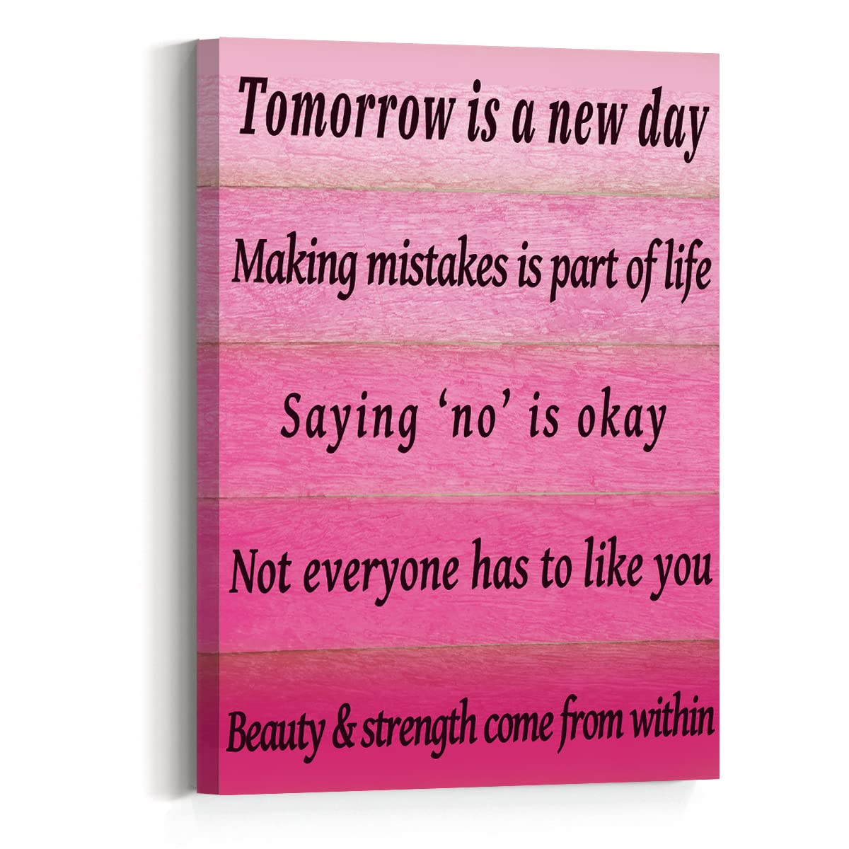 JANLAN Tomorrow Is a New Day Wall Art,Pink Wall Decor for Bedroom,Inspirational Canvas Wall Art for Women,Teen Girl Room Wall Decor,Motivational Wall Art for Home Office Wall Decor