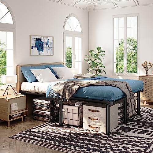 HAAGEEP 20 Inch Tall Platform Bed Frame King Size Metal Bedframe No Box Spring Needed Heavy Duty Mattress Frames High