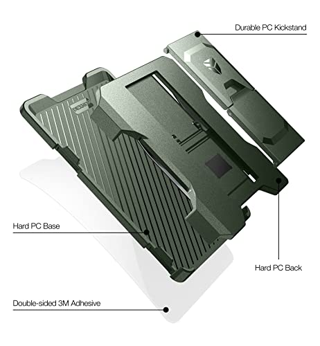 Dexnor Phone Card Holder with Foldable Back Stand, Adhesive Phone Wallet Pouch Sleeve Stick on PC Credit Card ID Case with Finger Grip Kickstand for Most Smartphones (Green)