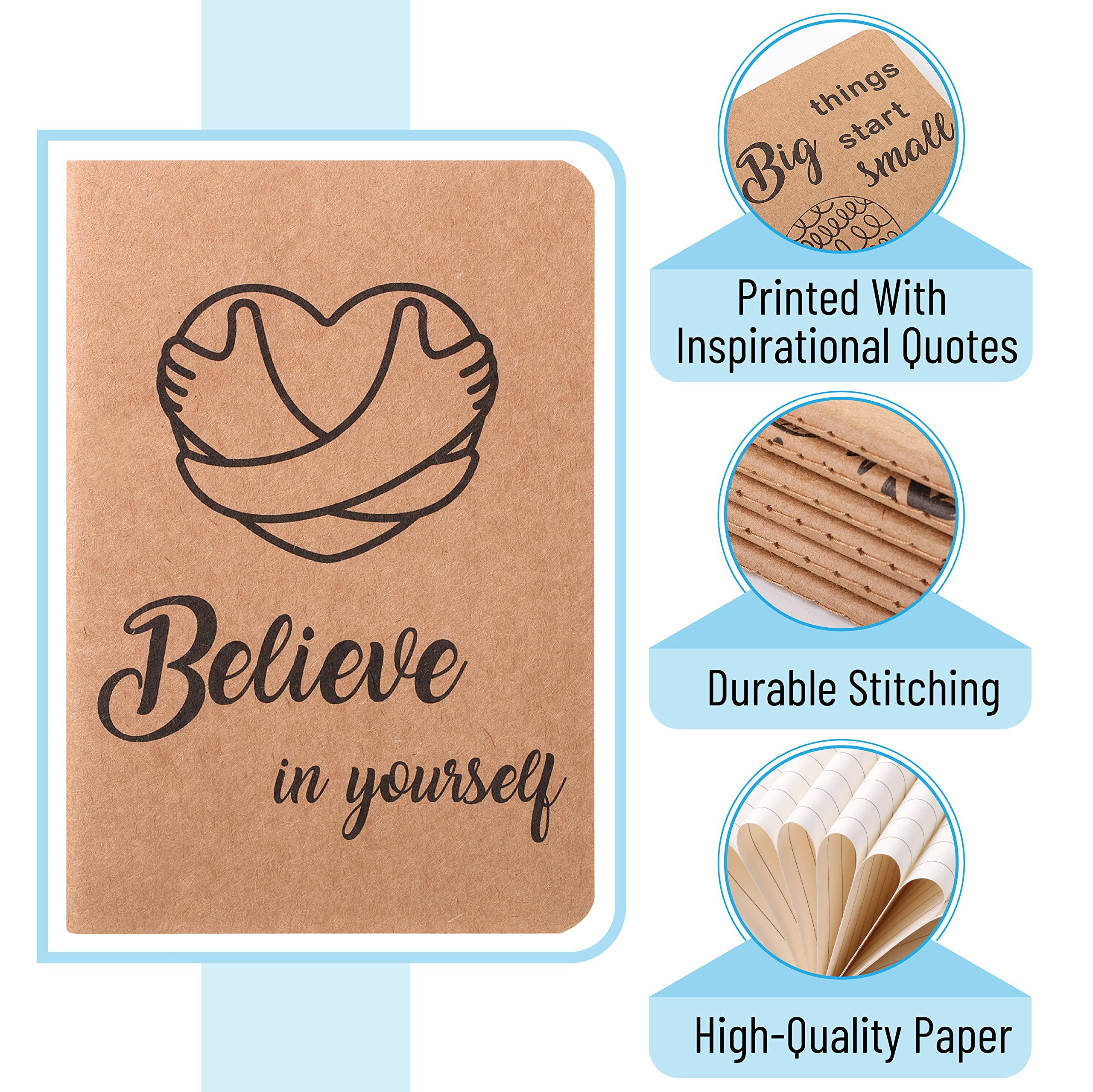 Mr. Pen- Kraft Notebooks, A6 Sized, 4.25 x 5.9, 6 pcs, Mini Notebooks, Small Journal Notebook, Lined Pocket Notebook, Mini Notebook, Cute Mini Notebook, Kraft Paper Notebook, a6 Notebook