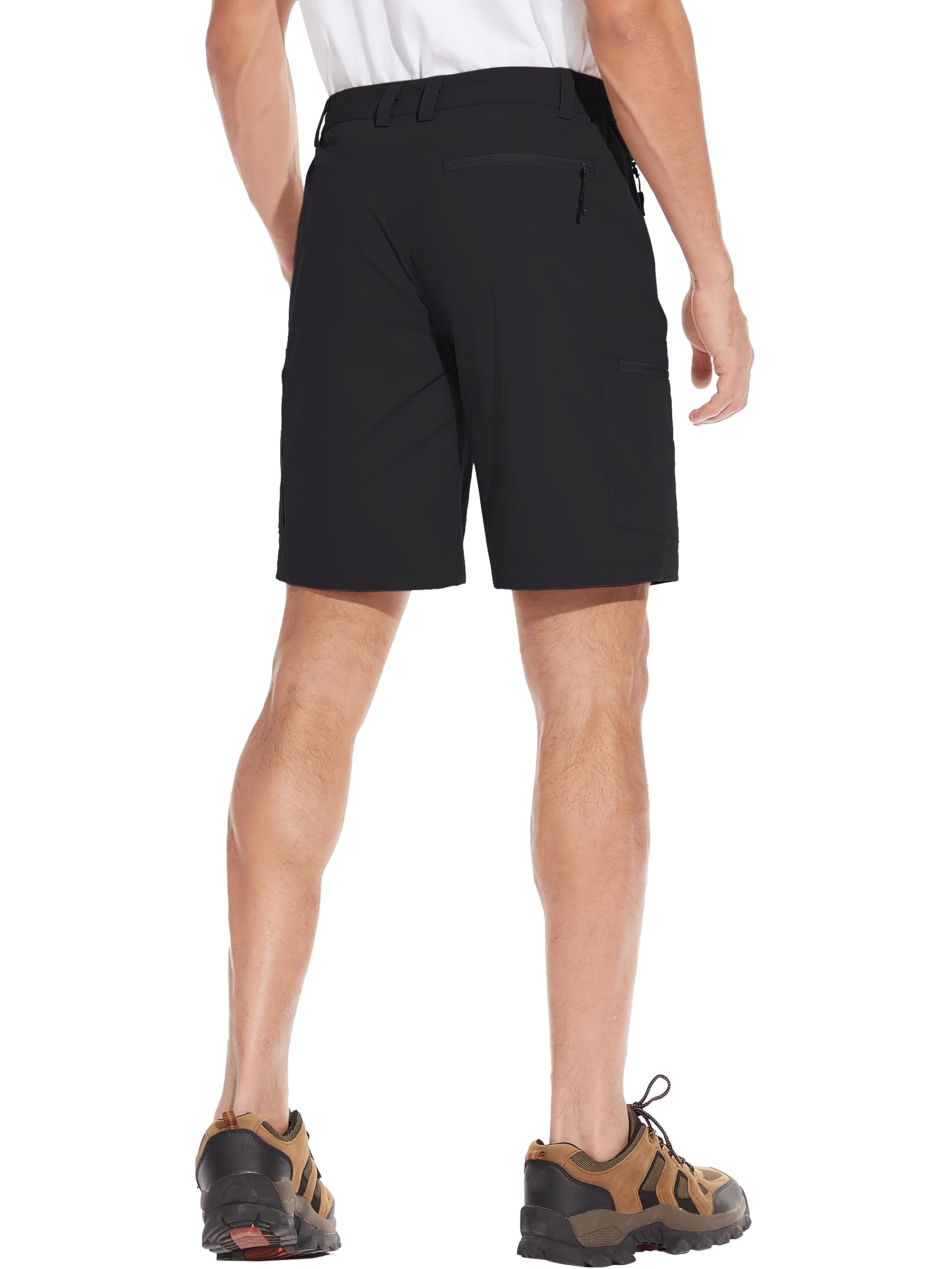 TACVASEN Mens Hiking Shorts Lightweight Quick Dry Black Cargo Fishing Shorts Water Resistant Golf Shorts with Pockets