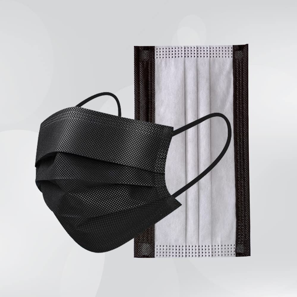 Taizhi Medical black masks 50 Pcs, 3 Layer Filter black face masks