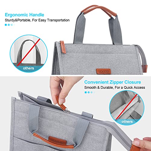 Lacdo Lunch Bag for Women Men Insulated Lunch Tote Bags Waterproof Reusable Lunch Box Soft Cooler with Pockets for Work Travel Picnic, Gray