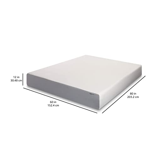 Amazon Basics Memory Foam Mattress, Medium Firm, 12 Inch, Queen, White/Grey
