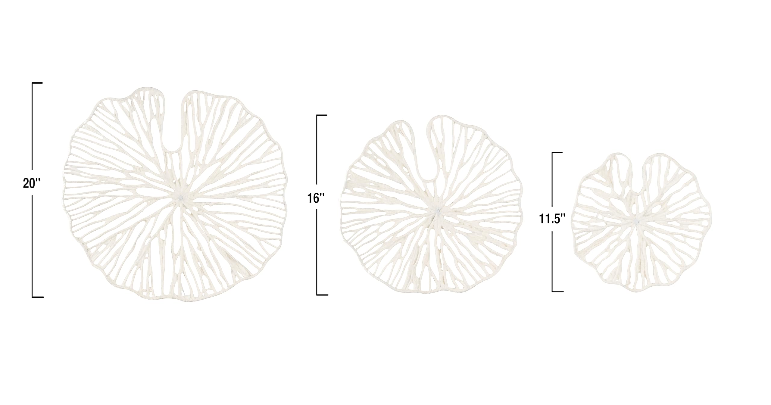 Creative Co-Op Handmade White Coral Shaped Paper & Metal Wall Décor (Set of 3 Sizes)