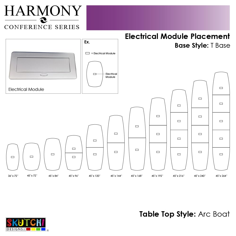SKUTCHI DESIGNS INC. 12' Modular Arc Boat Conference Table with Data and Electric | Harmony Series | 12 Person Table | White