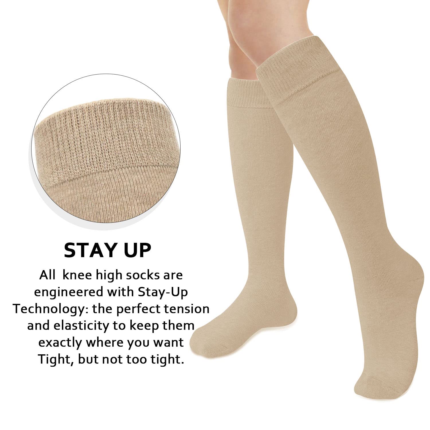 we fleece Warm Knee High Socks for Women-Thermal Cotton Socks for Hiking,Work,Winter,Gifts(One Size, 5Pack Black/Grey/Brown/Beige/Black)