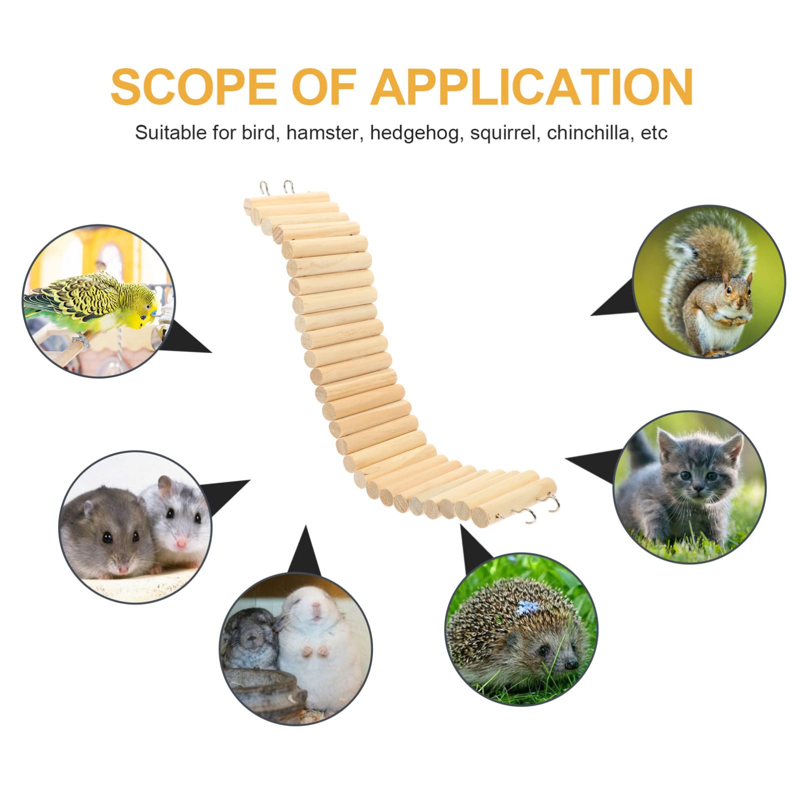 POPETPOP Guinea Pig Cages Hamster Wooden Ladder Hamster Climbing Toy Bendable with Hooks for Guinea Pig Small Pet Reptile Rat Gerbil Chinchilla Chipmunk Hedgehog Guinea Pig Hideout