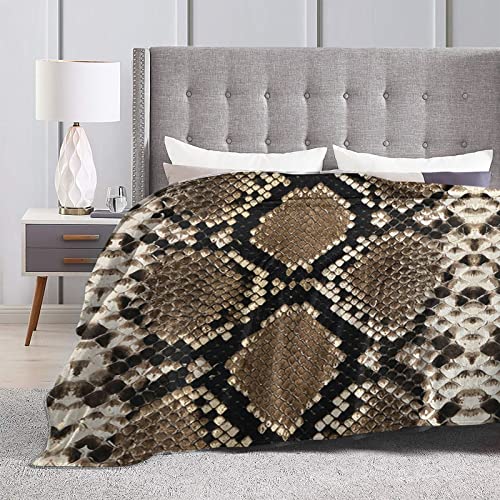 Prexill Snake Skin Soft Flannel Fleece Throw Blanket,Lightweight Warm Microfiber Plush Couch Sofa Bed Blanket (80"x60" Queen-Size for Adults…
