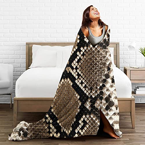 Prexill Snake Skin Soft Flannel Fleece Throw Blanket,Lightweight Warm Microfiber Plush Couch Sofa Bed Blanket (80"x60" Queen-Size for Adults…
