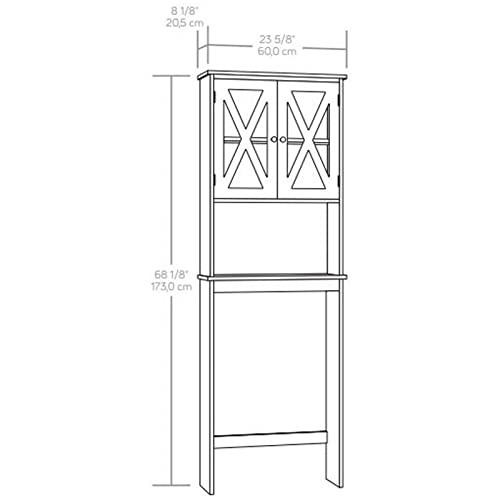 Sauder Cottage Road Over-Toilet Bathroom Etagere with Doors, White Finish