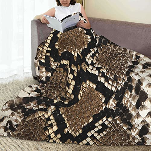 Prexill Snake Skin Soft Flannel Fleece Throw Blanket,Lightweight Warm Microfiber Plush Couch Sofa Bed Blanket (80"x60" Queen-Size for Adults…
