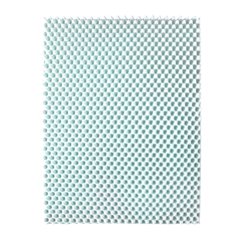 Best Price Mattress 4 Inch Egg Crate Memory Foam Mattress Topper with Cooling Gel Infusion, CertiPUR-US Certified, Queen Light Blue