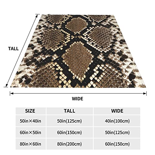 Prexill Snake Skin Soft Flannel Fleece Throw Blanket,Lightweight Warm Microfiber Plush Couch Sofa Bed Blanket (80"x60" Queen-Size for Adults…