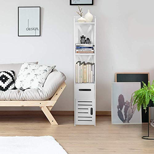 Tall Bathroom Cabinet, Bathroom Storage Accessories Floor Standing Waterproof Cabinet Bathroom White Robust Bathroom Furniture Bathroom Toilet Silm Shelf Bathroom Organizer Tall Cupboard Storage Rack