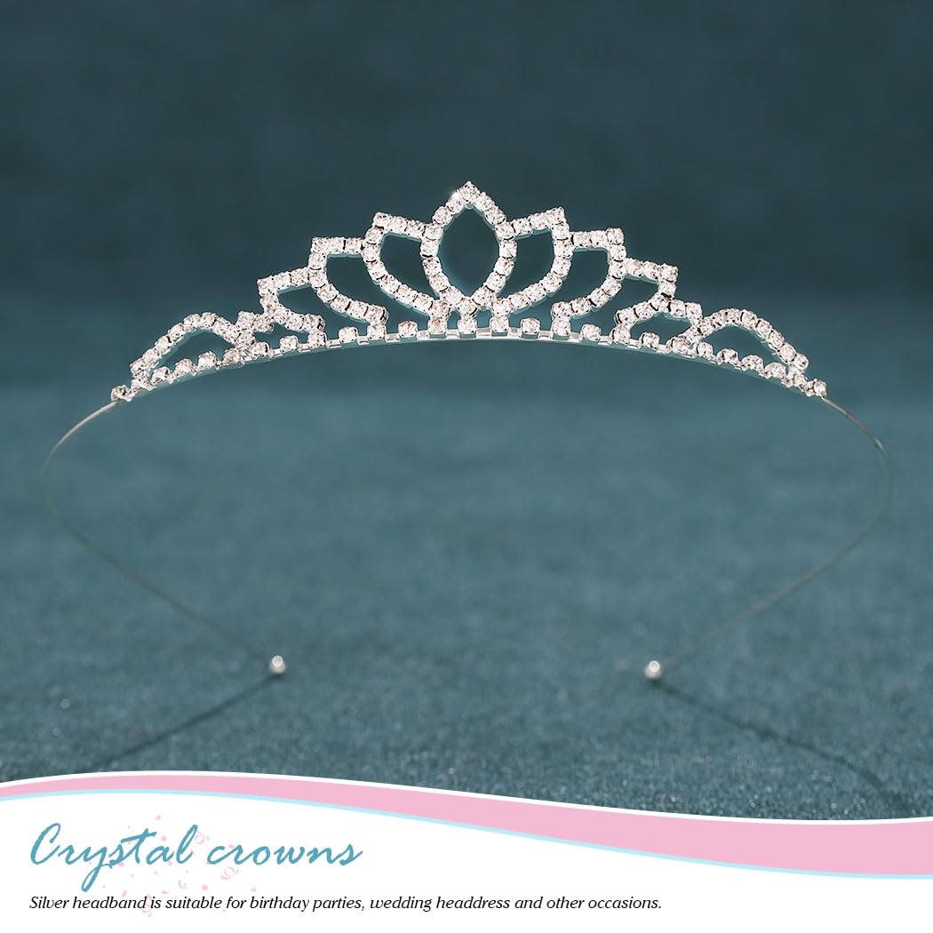 Kilshye Silver Tiaras and Crowns Rhinestone Wedding Tiara Birthday Prom Crown Hair Accessories for Women (B)