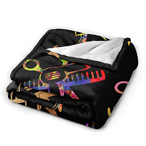 Scissors and Comb Hair Stylist Salon Black Soft Throw Blanket All Season Microplush Warm Blankets Lightweight Tufted Fuzzy Flannel Fleece Throws Blanket for Bed Sofa Couch 50x60in