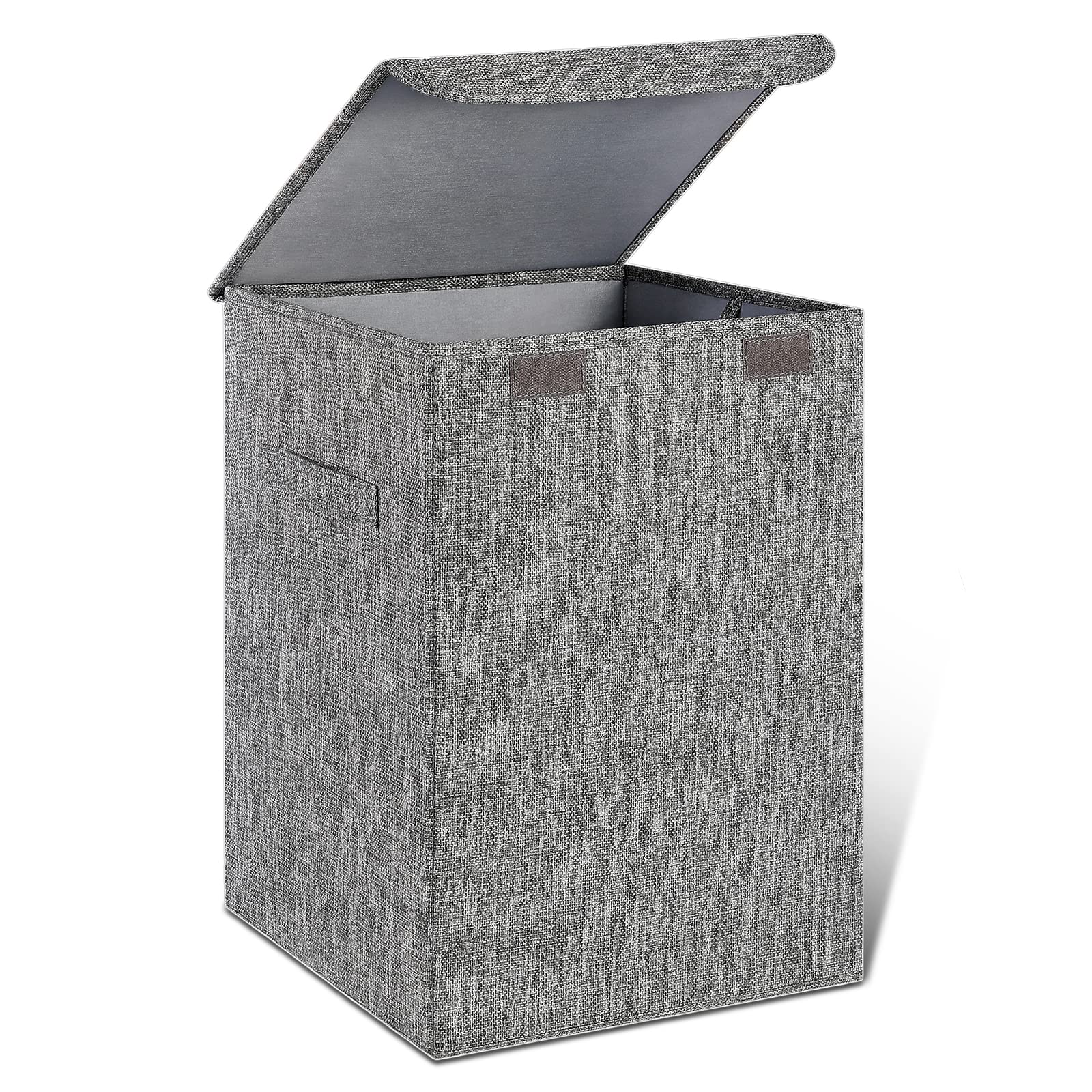 Laundry basket with Lid,Laundry hamper,No installation need,Collapsible Laundry basket with Handles,Dirty Clothes Toys laundry Hamper for Bathroom washroom,basket for Laundry,Grey 38L