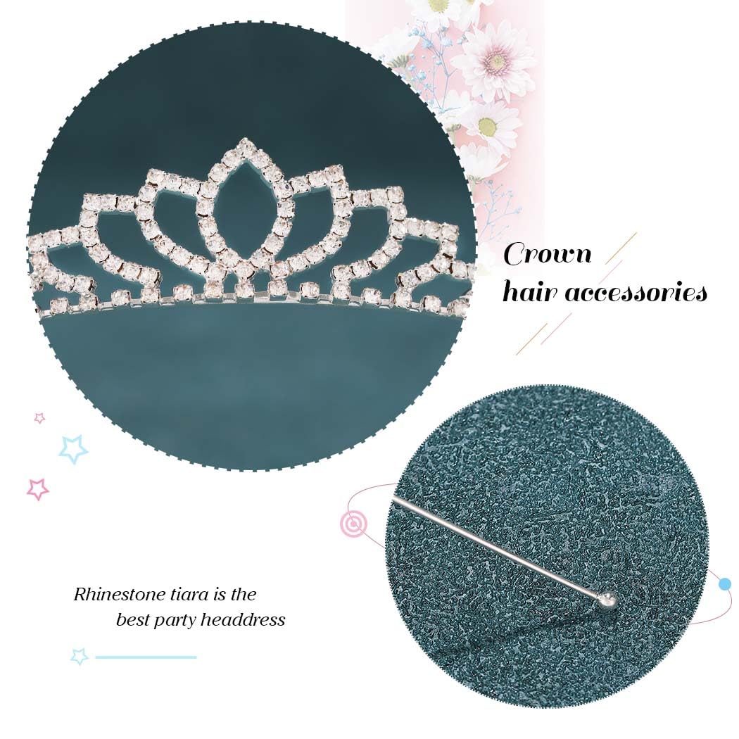 Kilshye Silver Tiaras and Crowns Rhinestone Wedding Tiara Birthday Prom Crown Hair Accessories for Women (B)