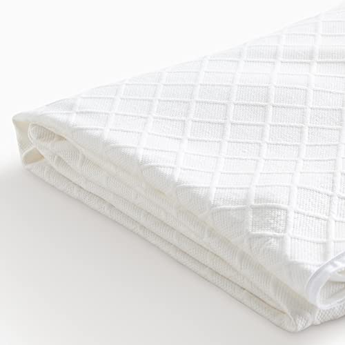 RECCI 2 Inch Mattress Topper Cover Queen Size (Only Cover), Breathable Bamboo Viscose Mattress Topper Protector, Washable Mattress Topper Encasement with Zipper & Adjustable Straps (Queen, White)
