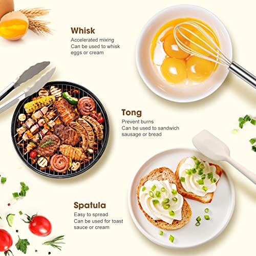 AHNR 33 Pcs Silicone Cooking Utensils Set, 446°F Heat Resistant Kitchen Utensils, Spatula, Spoon, BPA Free Wooden Handle Silicone Kitchen Gadgets Utensil Set with Holder for Non-Stick Cookware Khaki