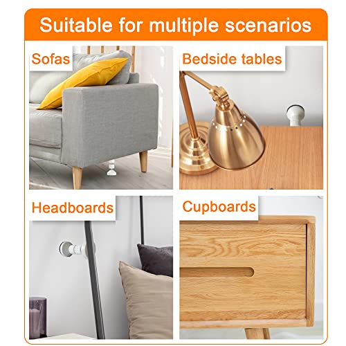 cosbur 4PCS Headboard Stabilizers, Headboard Stoppers for Wall, Bed Stoppers, Adjustable Threaded Bed Frame Anti-Shake Tools for Wall Beds, Cabinets, Sofas, Adjustable from 1.8"-3.15" (White)