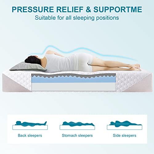 MUUEGM 10inch Memory Foam Mattress King Size,Cooling Gel Bamboo Charcoal Infusion Mattress in A Box,Medium Firm Mattress Breathable Cover,Made in USA,Supportive,CertiPUR-US Certified