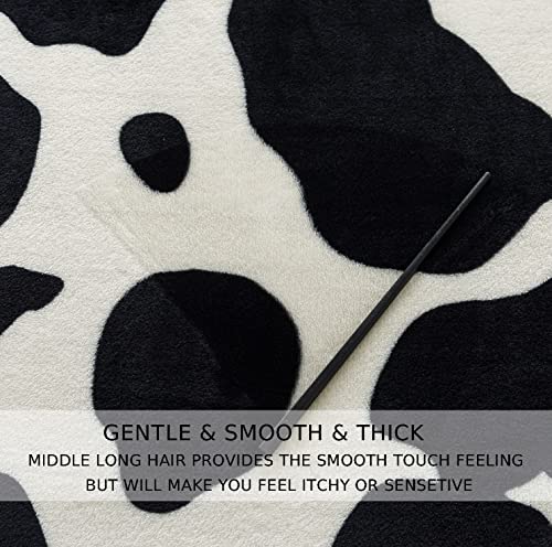 Flannel Fleece Cow Print Blanket Queen Size - Premium Anti-Static Super Soft Cozy Plush, Lightweight Microfiber Winter Warm Throw Blanket for Couch Sofa Bed 90" x 90"(Black Cow Queen)