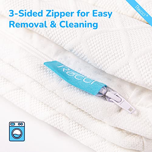 RECCI 2 Inch Mattress Topper Cover Queen Size (Only Cover), Breathable Bamboo Viscose Mattress Topper Protector, Washable Mattress Topper Encasement with Zipper & Adjustable Straps (Queen, White)
