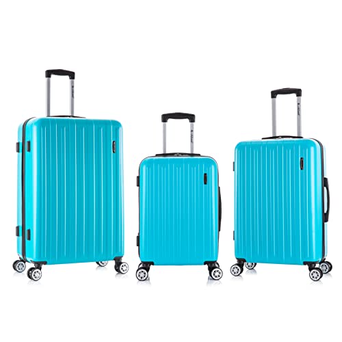 Rockland Paris Hardside Luggage with Spinner Wheels, Turquoise, 3-Piece Set (20/24/28)
