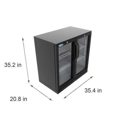 Koolmore BC-2DSW-BK 2 Door Back Bar Cooler Counter Height Glass Door Refrigerator With Led Lighting - 7.4 Cu.Ft.; Black