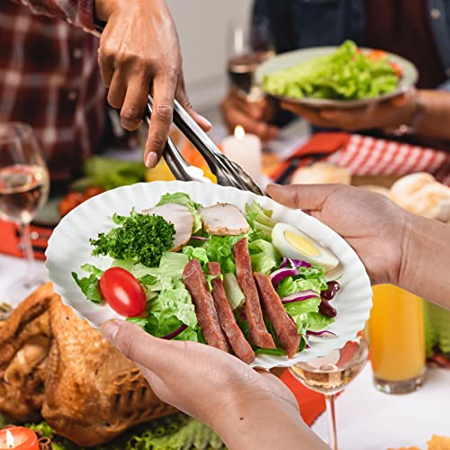 JOLLY PARTY 8.5 inch Round Dinner Plates - 400 Count Everyday Disposable, Light Weight White Paper Plates for Home and Office
