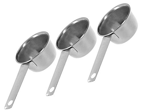 3pc STAINLESS STEEL ALAZCO COFFEE MEASURING SCOOP 1/8 CUP - Kitchen Baking Cooking Measuring Scoop Spice Herbs Salt Sugar Flour Cocoa Protein Powder Keto Cream Scoop