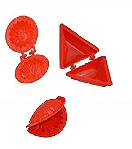 plenzo 4 PCs Heavy Plastic Dough Press Dumpling Samosa Modak Gujiya Pie Mould Maker Kitchen Tool (Professional)