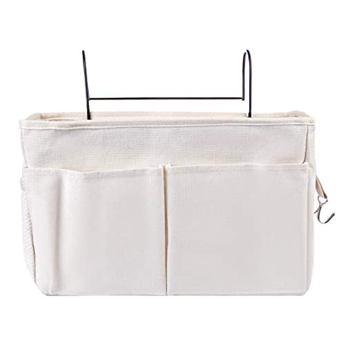XSHION Bedside Storage Caddy Hanging Organizer Bag Holder Bunk Bed Organizer for Dorm Room,Hospital Bed Rails,Baby Bed- Beige
