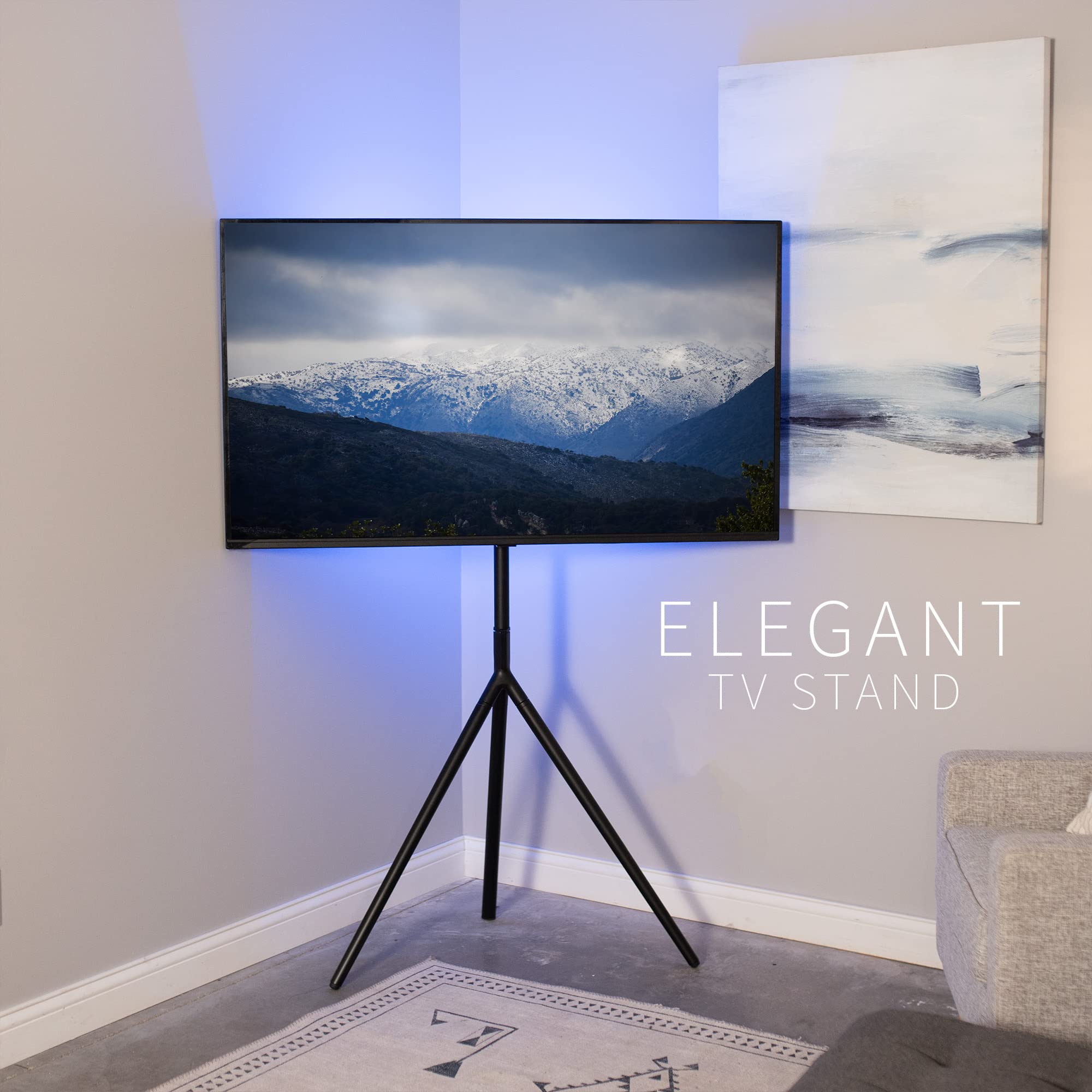 VIVO Artistic Easel 45 to 65 inch LED LCD Screen, Studio TV Display Stand, Adjustable TV Mount with Swivel, Hidden Cable Management, Tripod Steel Base, STAND-TV65B