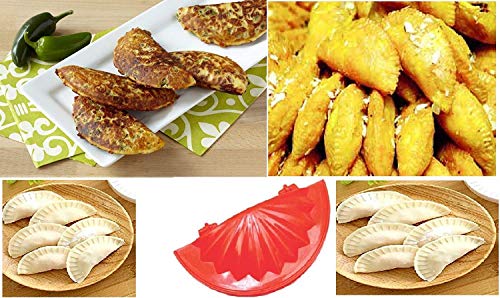 plenzo 4 PCs Heavy Plastic Dough Press Dumpling Samosa Modak Gujiya Pie Mould Maker Kitchen Tool (Professional)