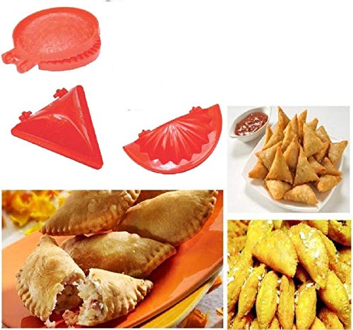 plenzo 4 PCs Heavy Plastic Dough Press Dumpling Samosa Modak Gujiya Pie Mould Maker Kitchen Tool (Professional)