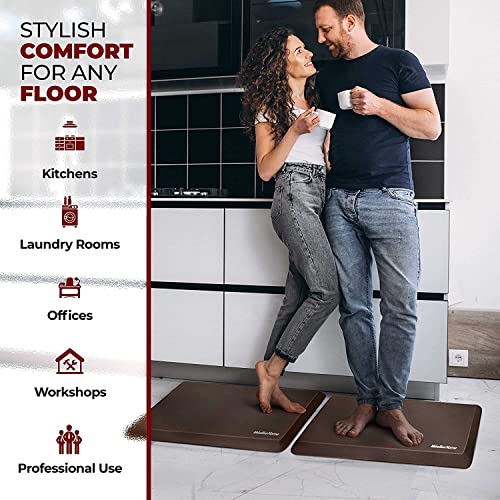 Mueller Kitchen Mats for Floor 3/4" Thick, Waterproof 20"x35" Non Slip Anti Fatigue Mats for Kitchen Floor, Heavy Duty PVC Ergonomic Foam Mat Anti Fatigue Mat Standing Desk Office, Brown
