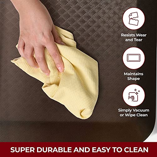 Mueller Kitchen Mats for Floor 3/4" Thick, Waterproof 20"x35" Non Slip Anti Fatigue Mats for Kitchen Floor, Heavy Duty PVC Ergonomic Foam Mat Anti Fatigue Mat Standing Desk Office, Brown