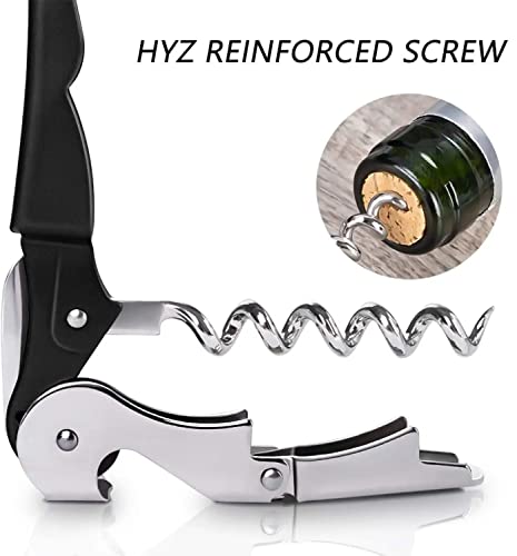 Waiter Corkscrew Wine Opener 2-Pack Pink, HYZ Professional Wine Key for Servers, Bartender with Foil Cutter, Manual Wine Bottle Opener Double Hinged