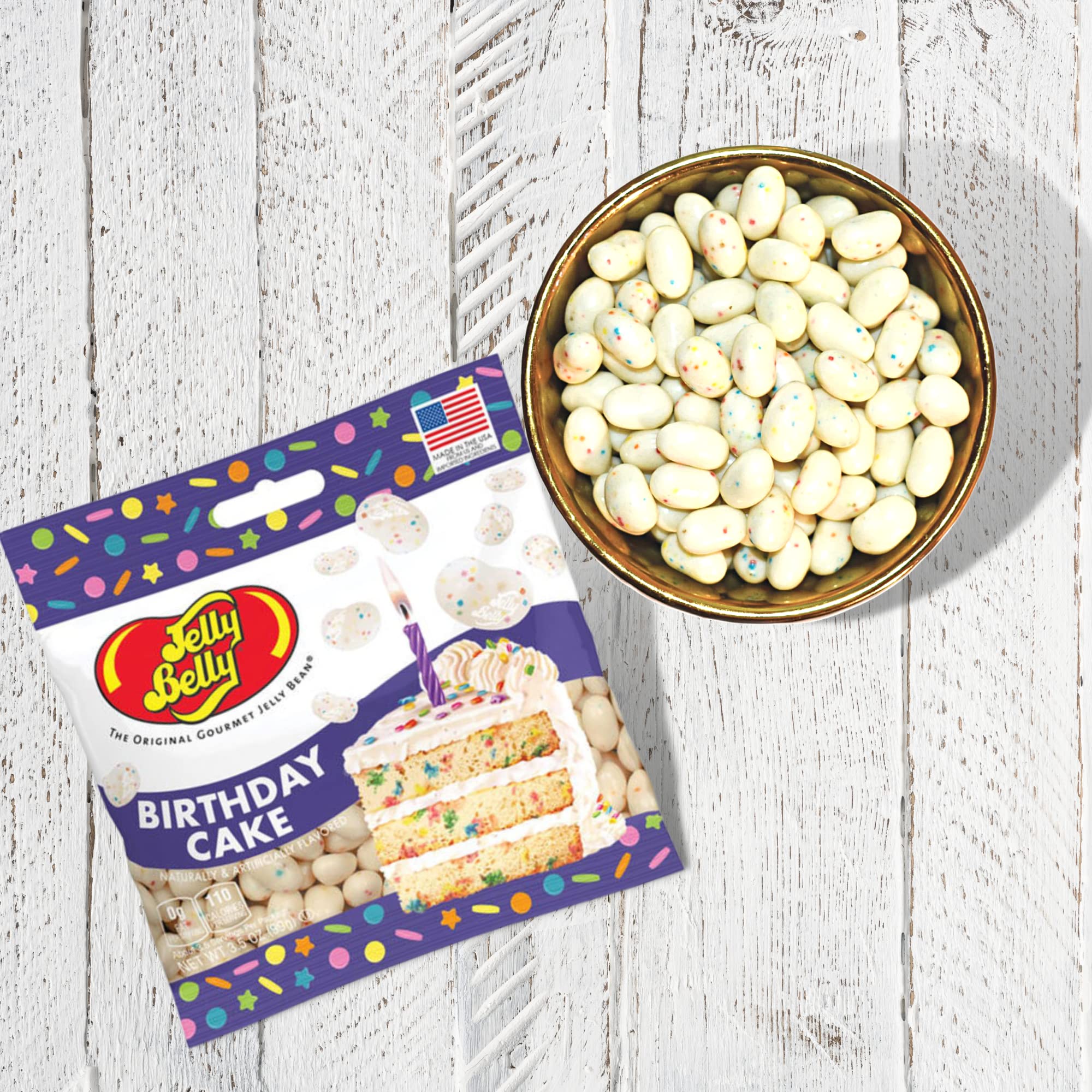 Needzo Birthday Cake Flavored Jelly Beans, Celebration Kit Gourmet Chewy Candy for Boys or Girls, Shareable Bagged Candies, Pack of 3, 3.5 Ounces
