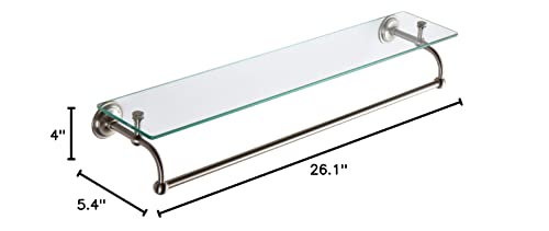 Ginger 2619T-24/SN London Terrace, Satin Nickel, 24" Glass Shelf w/Towel Bar