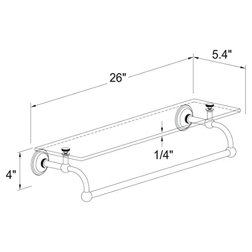 Ginger 2619T-24/SN London Terrace, Satin Nickel, 24" Glass Shelf w/Towel Bar