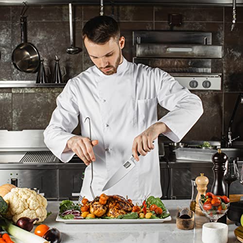 Utopia Kitchen 8 inch Chef Knife Cooking Knife Carbon Stainless Steel Kitchen Knife with Sheath and Ergonomic Handle - Chopping Knife for Professional Use (Black)