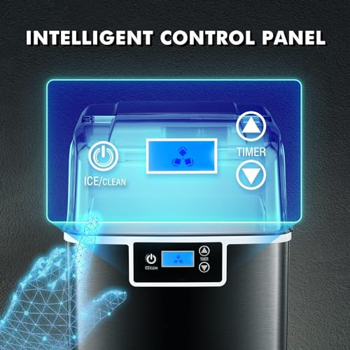 Nugget Ice Maker Countertop Ice Machine with Soft & Chewable Pellet Ice Portable Self-Cleaning Compact Ice Machine, 44LBS/24H Whit Ice Scoop and Ice Basket Decor for Your Kitchen/Office/Bar/Party